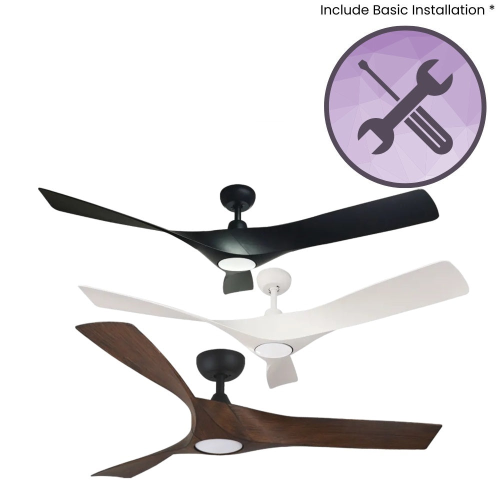 Mowe MW520F Remote DC Smart Ceiling Fan 52 Inch with Light + Free Basi ...