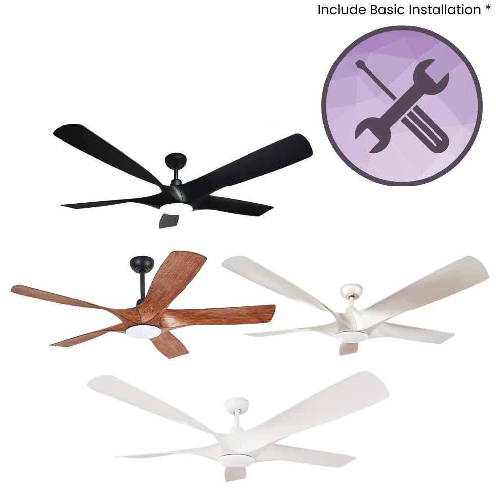 Mowe MW600F Kronus Remote DC Smart Ceiling Fan 60 Inch with Light + Fr ...