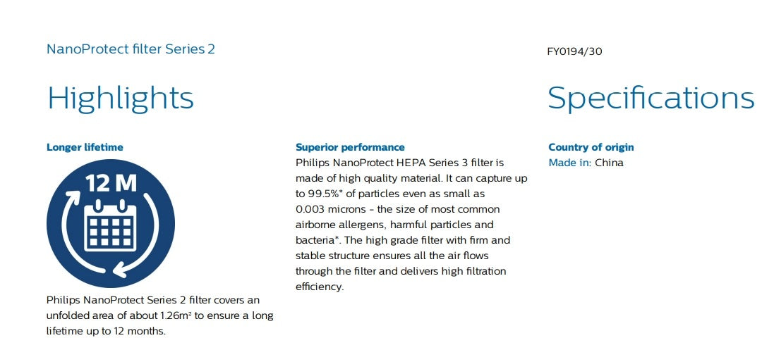 Philips FY0194/30 NanoProtect filter Series 2 – ET SOUND ENTERPRISE PTE LTD