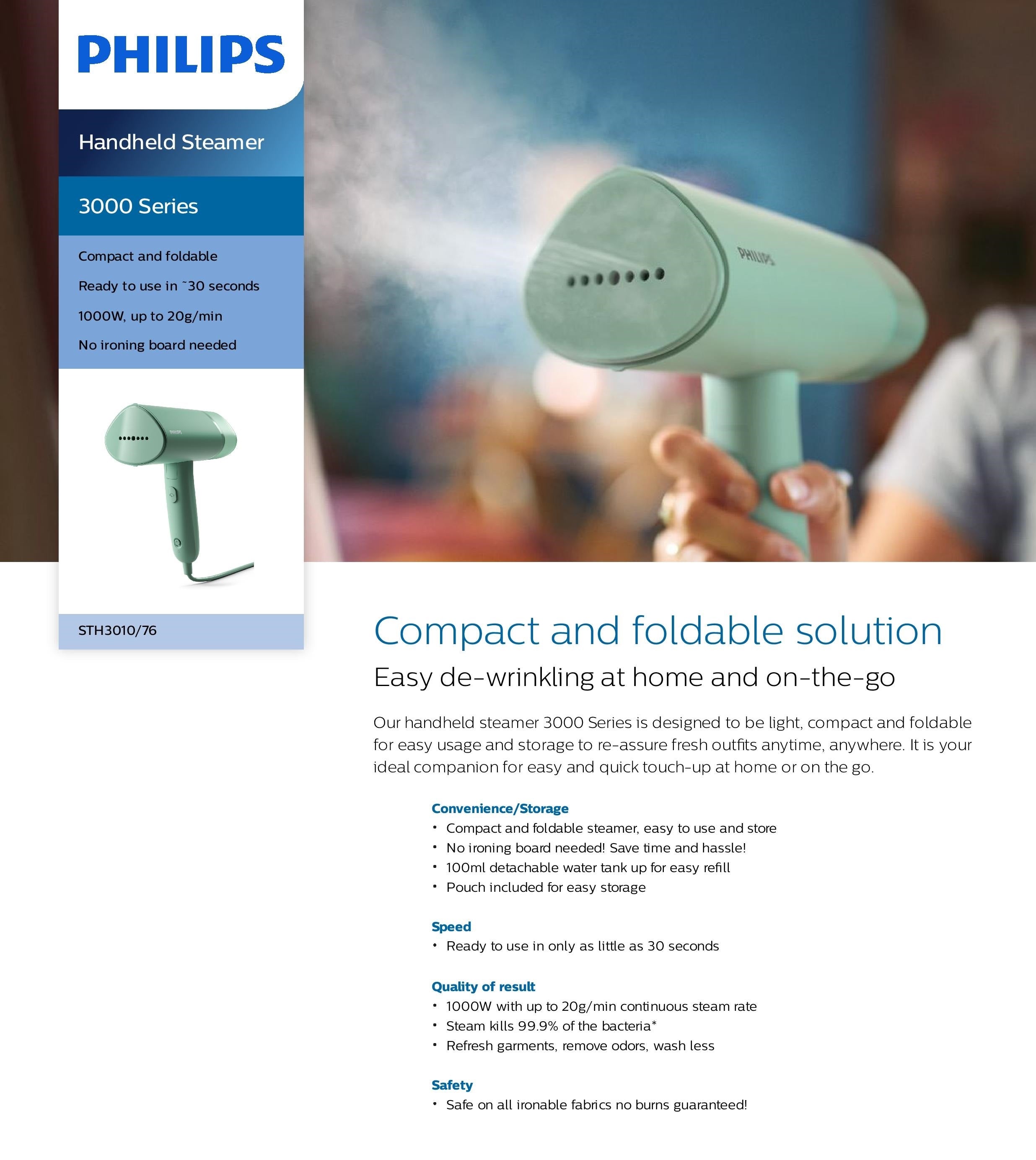 Philips STH3010/76 Handheld Steamer 1000W – ET SOUND ENTERPRISE PTE LTD