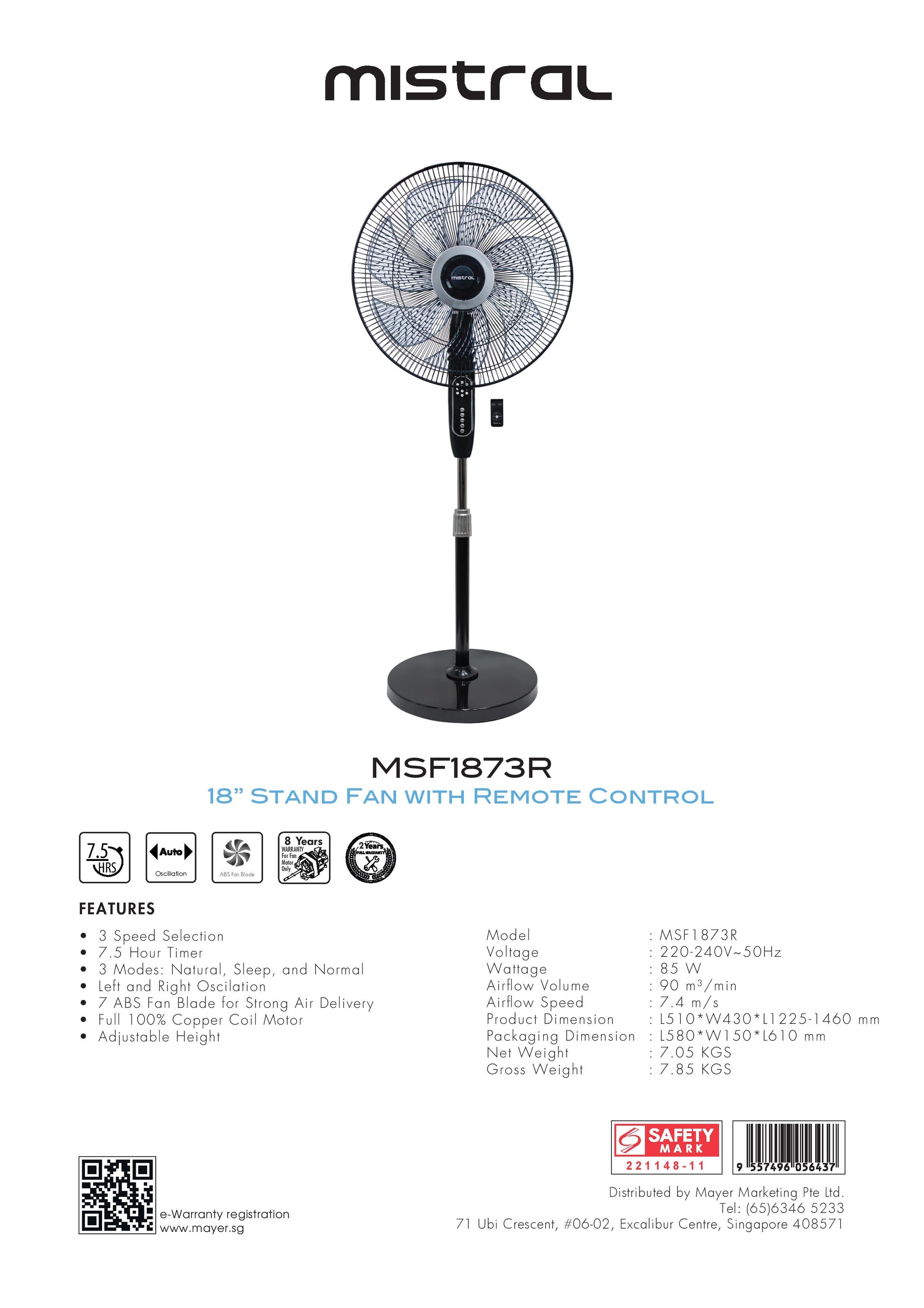 Mistral MSF1873R Stand Fan with Remote Control 18 Inch – ET SOUND ...